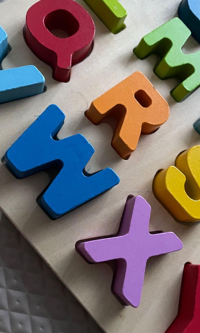 Hape Wooden Alphabet Puzzle, Babies & Kids, Infant Playtime on Carousell