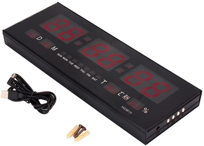 Large Red Wall Clock, LED Digital Battery Alarm Clock Large Clear Red ...