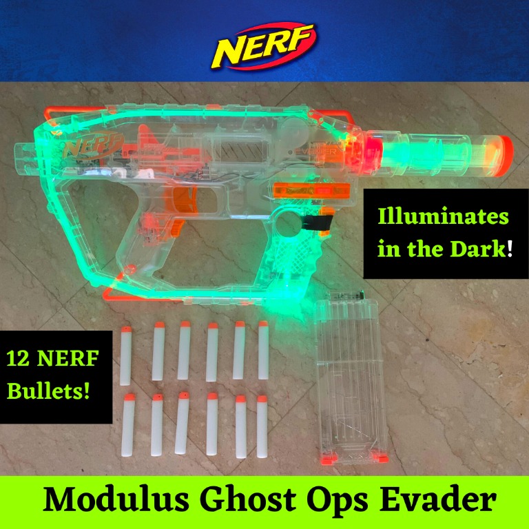 NERF Modulus Ghost Ops Evader, Motorized Light-Up Toy Blaster Gun ...