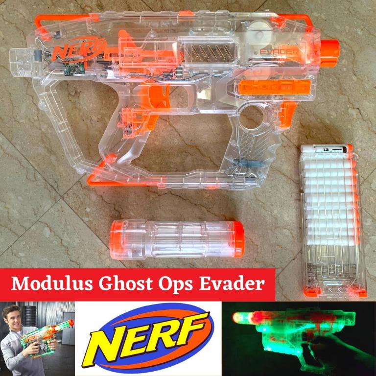 NERF Modulus Ghost Ops Evader, Motorized Light-Up Toy Blaster Gun ...