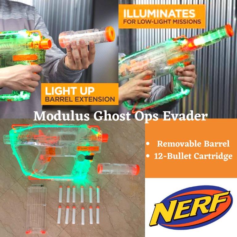 NERF Modulus Ghost Ops Evader, Motorized Light-Up Toy Blaster Gun ...