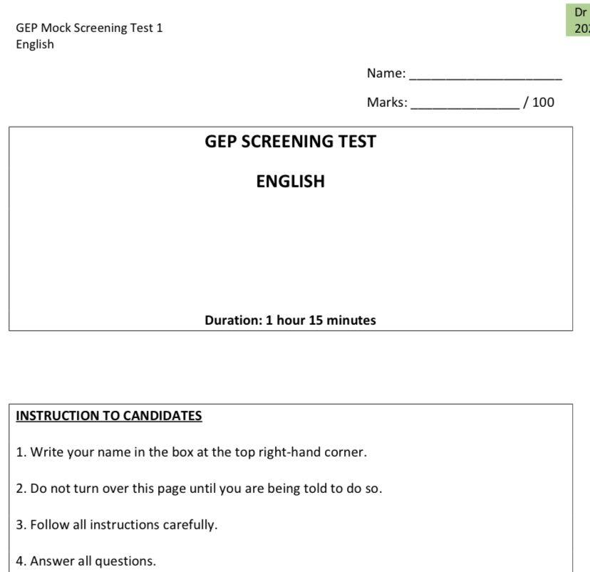 P3 GEP crash course & screening and selection mock test papers, Hobbies ...