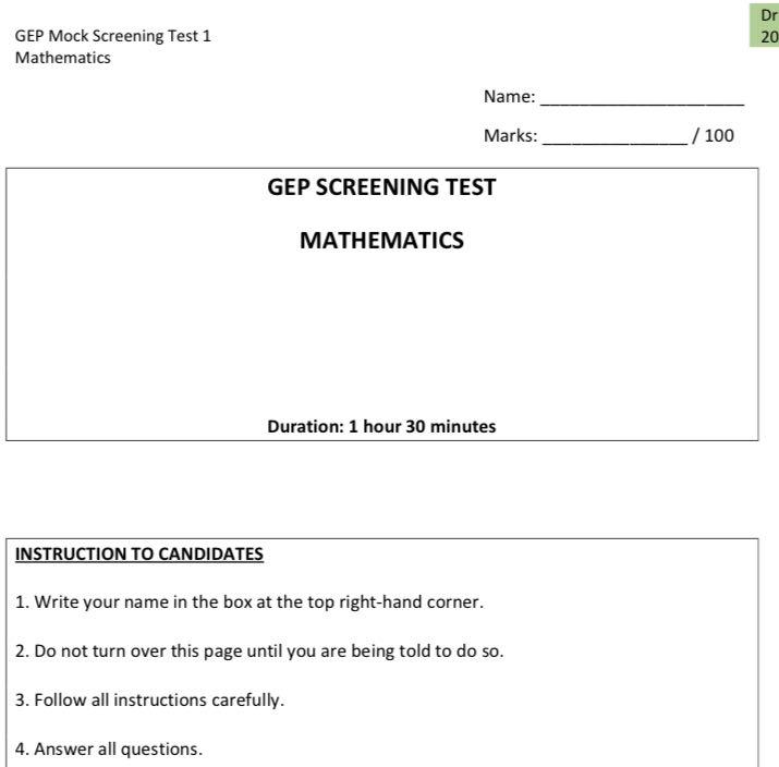 P3 GEP crash course & screening and selection mock test papers, Hobbies ...
