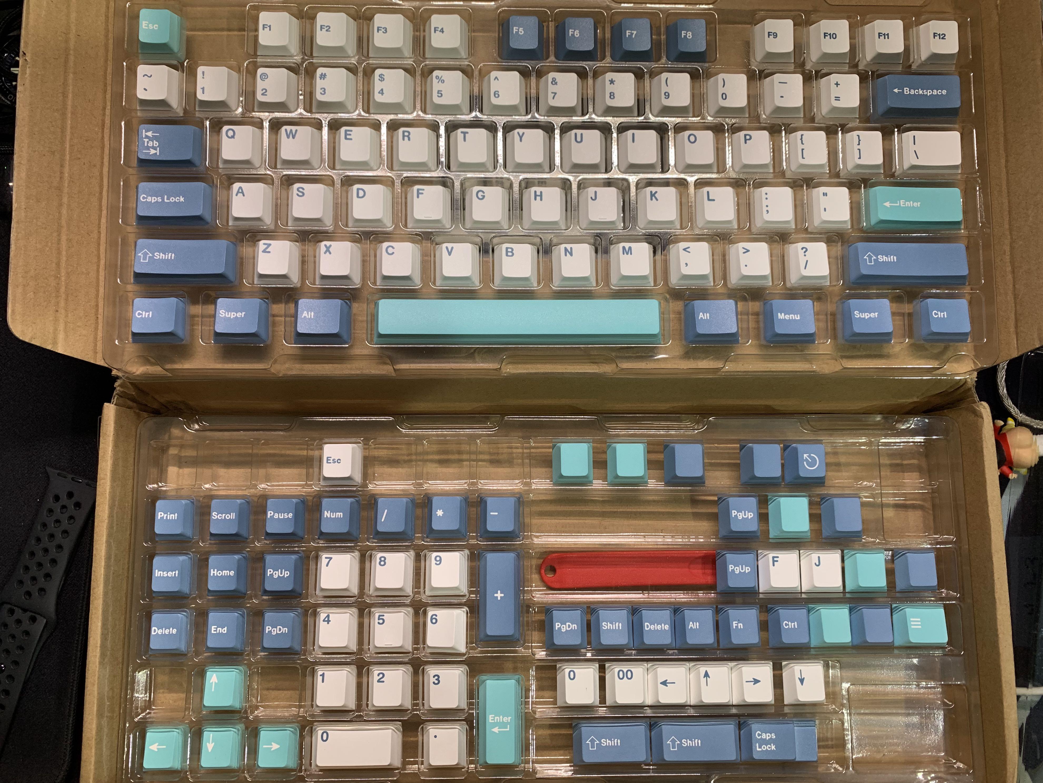 PBT Keycaps (White / sky blue / pastel colourway), Computers & Tech ...