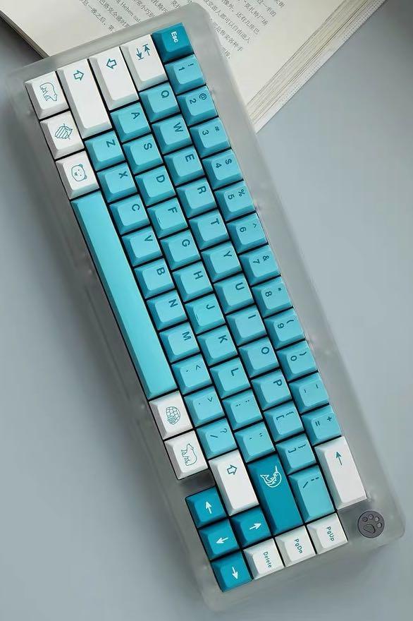 PBT Skyblue Keycaps (white / sky blue colourway), Computers & Tech ...