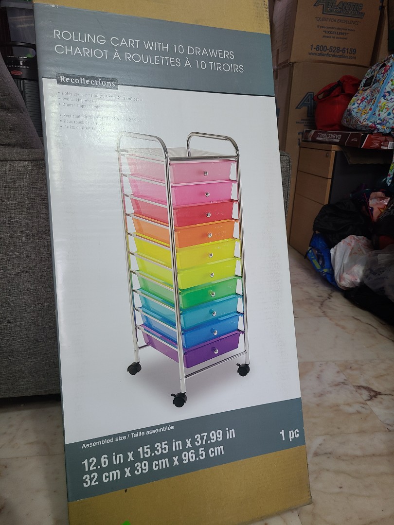 Recollections Rolling Cart with 10 Drawers, Furniture & Home Living ...