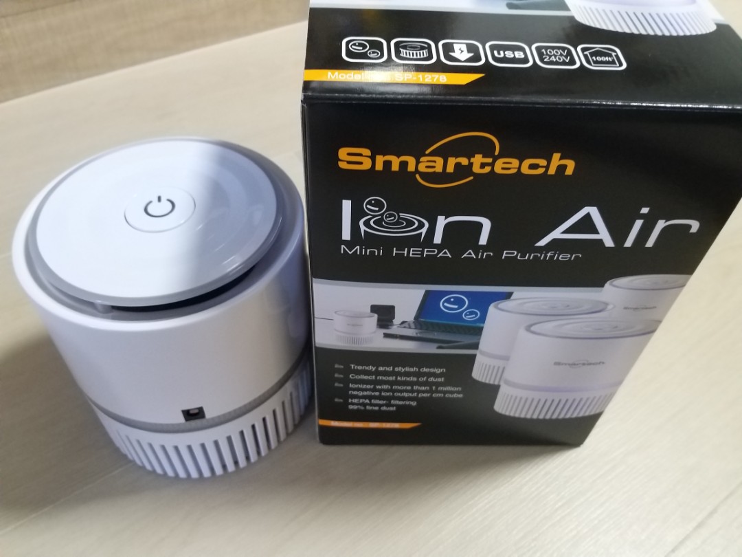 Smartech ion air 空氣淨化機 空氣清新機 全新 air purifier mini座台 HEPA, 家庭電器, 空氣清新機及抽 ...