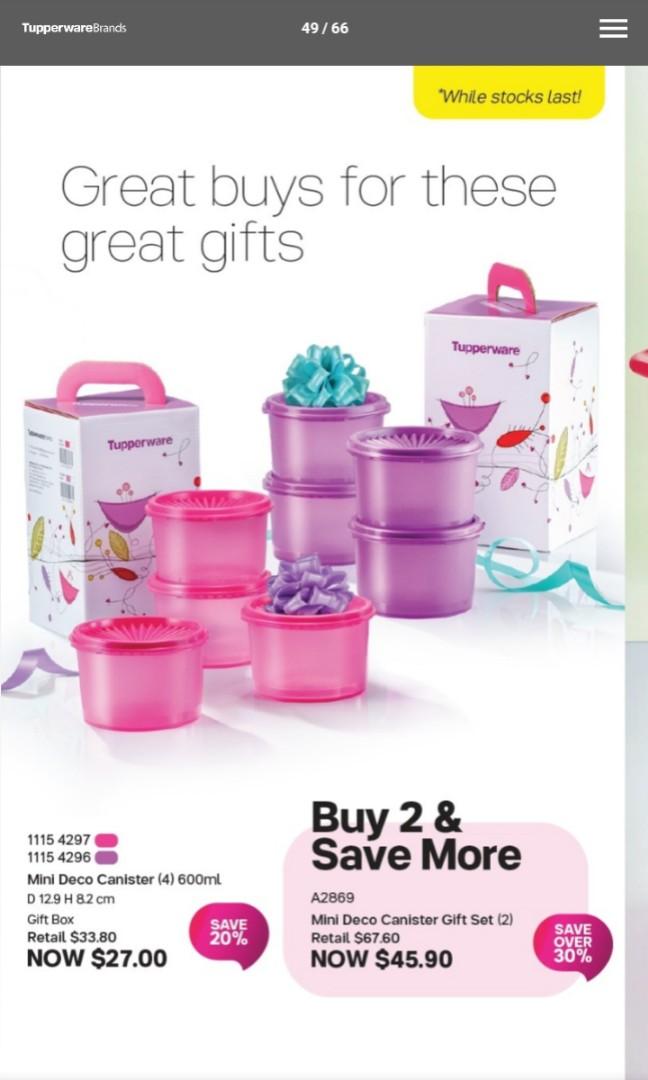 Tupperware Mini Deco Canister 600ml, Furniture & Home Living ...