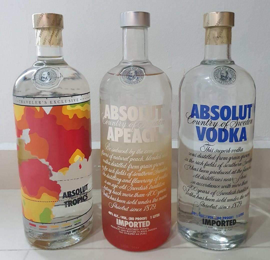 Absolut Vodka 1 litre (3 bottles), Food & Drinks, Alcoholic Beverages ...