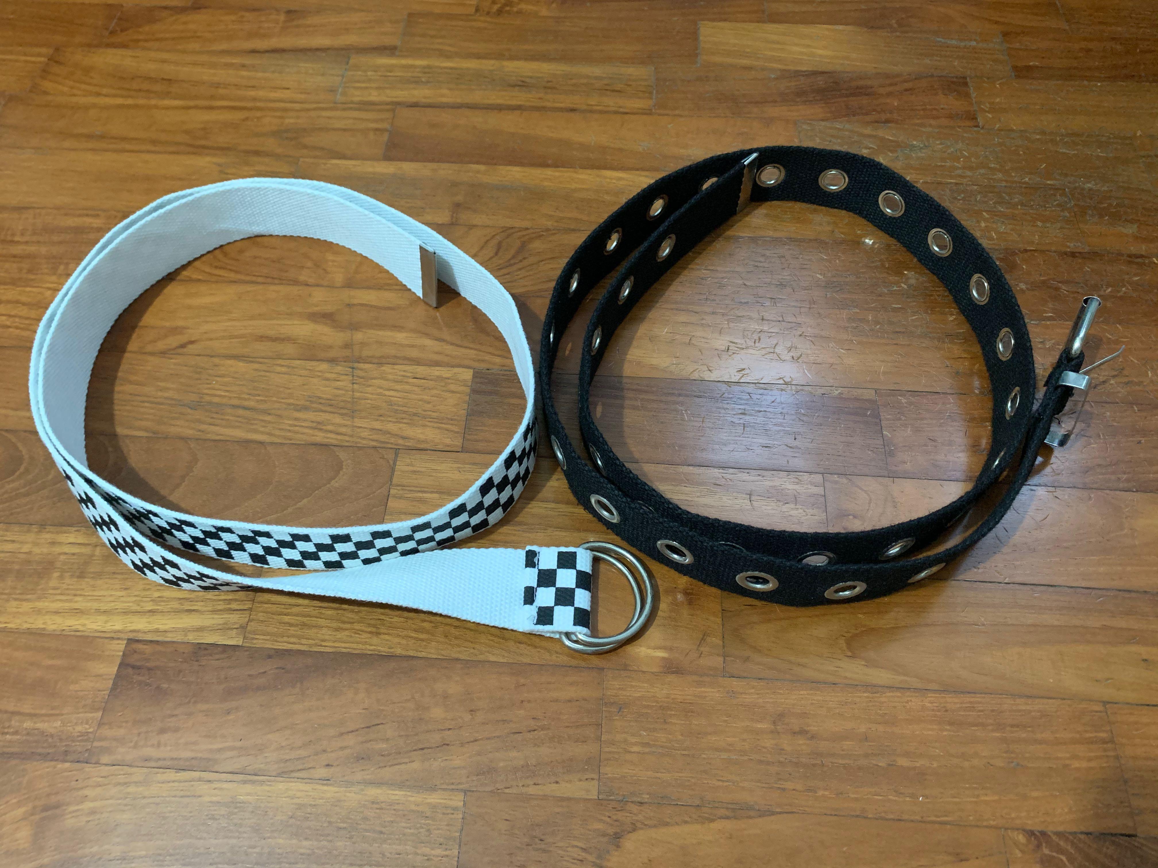 black&white checkered belt / black ring belt, Women's Fashion, Watches ...