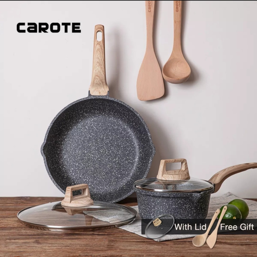Carote non stick pan set Maifan stone coating Deep fry pan Saucepan ...