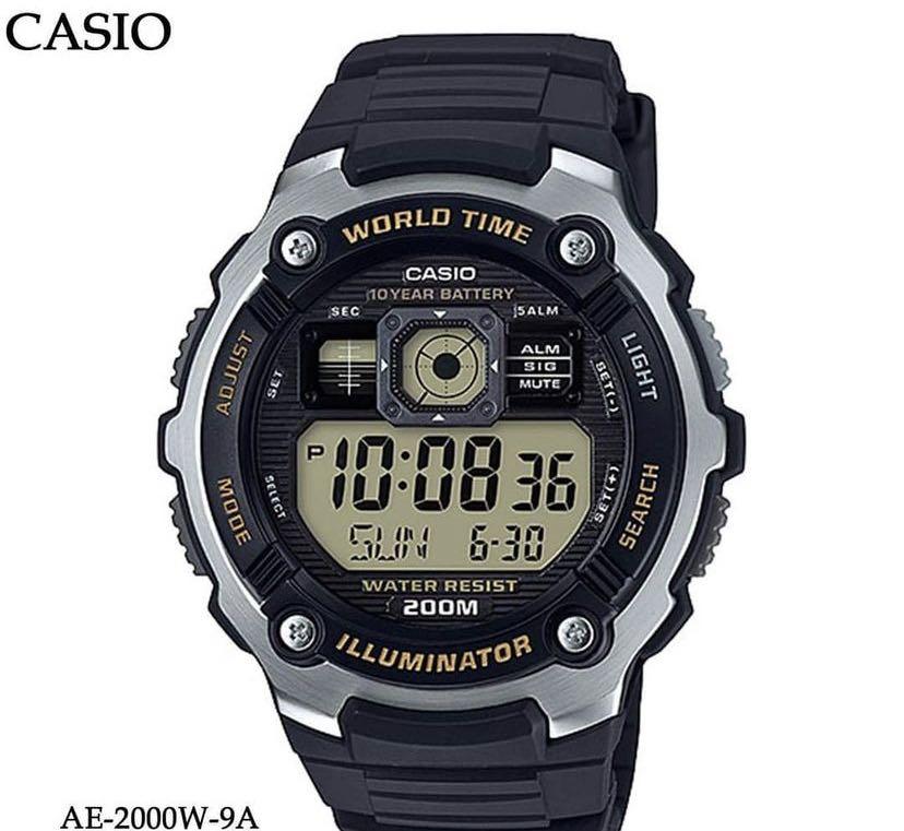 Casio AE-2000W-9A Digital Quartz AE2000W-9A Illuminator AE2000 Brand ...