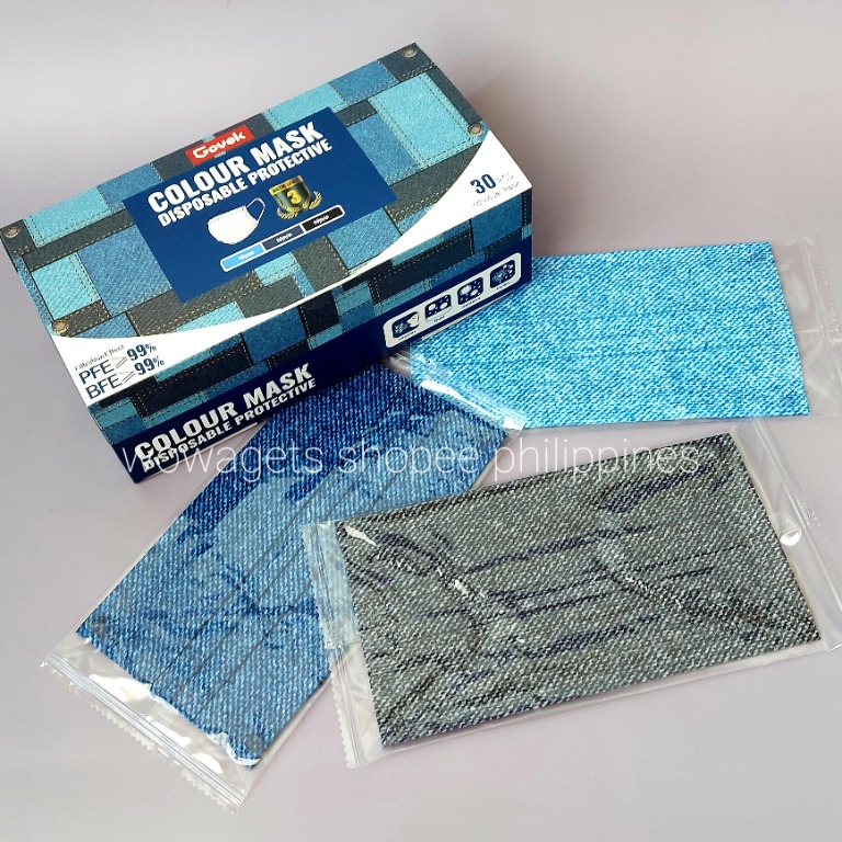 GOVEK ASTM Level 3 Disposable Protective Face Mask - Denim 30pcs ...