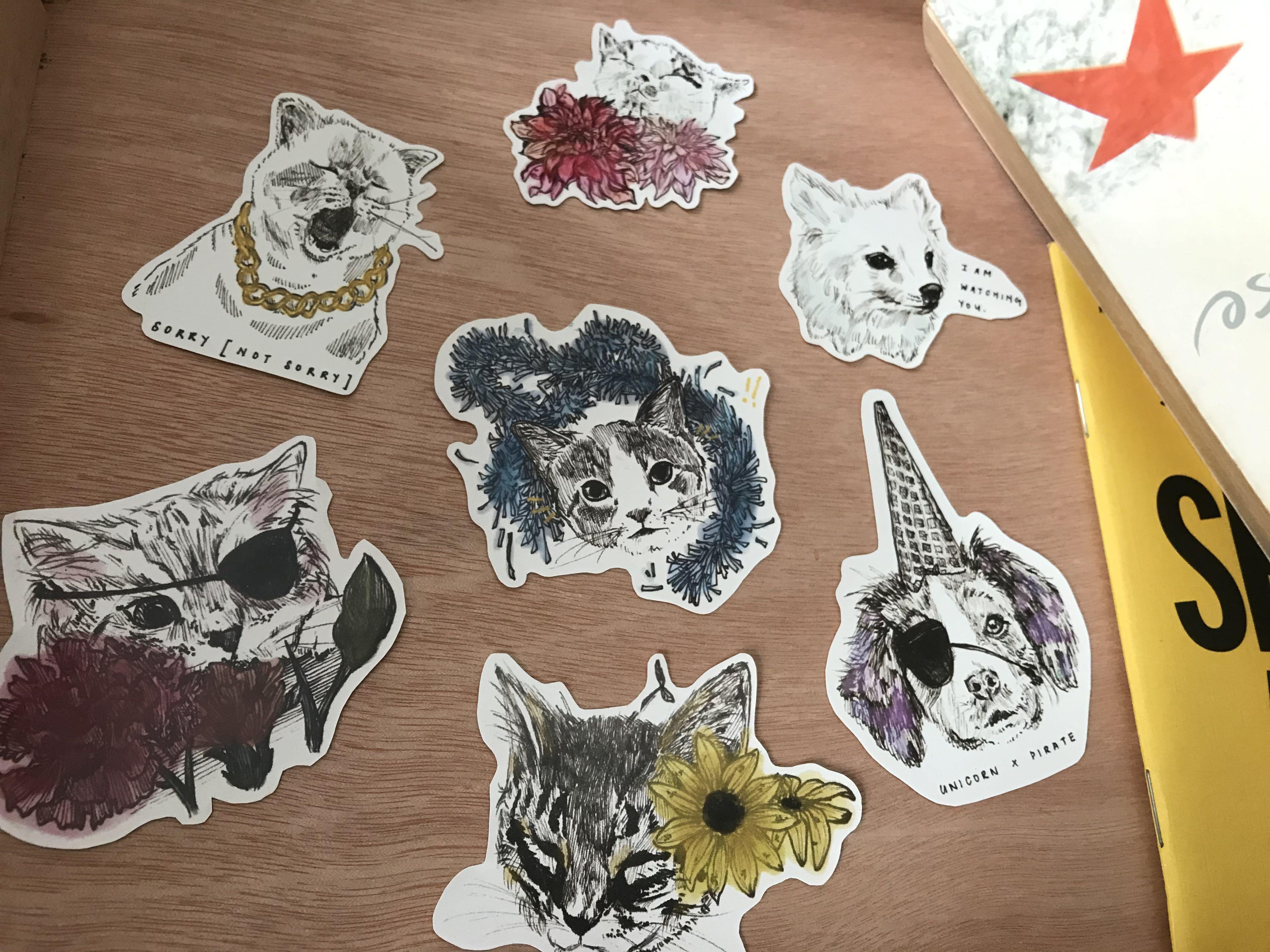handmade cat and dog bujo stickers!, Hobbies & Toys, Stationery & Craft ...