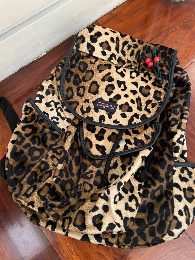 Jansport Limited Edition Furry Leopard Print Backpack, Women's Fashion ...