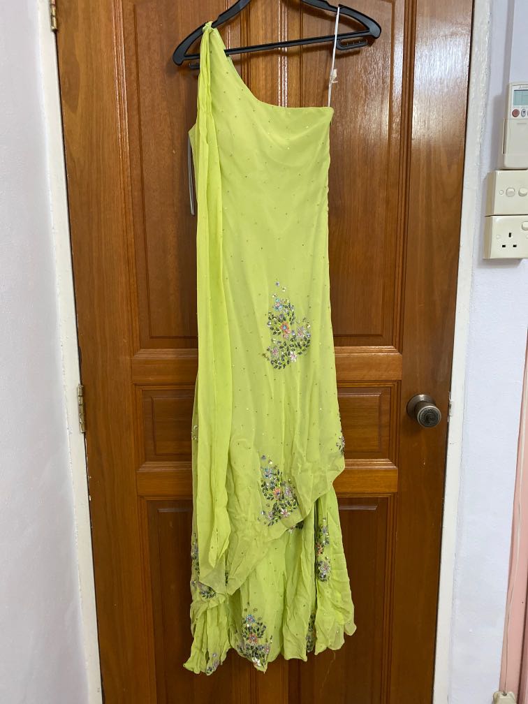 Lime green toga night gown, Women's Fashion, Dresses & Sets, Evening ...