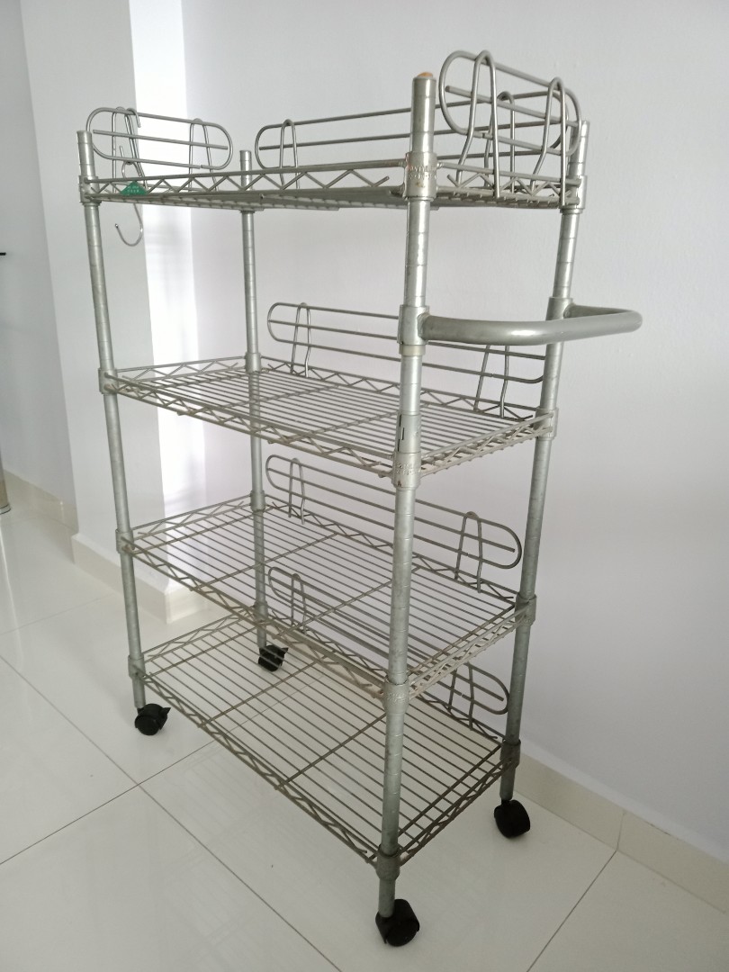 Metal Multi-tier Trolley Rack with roller wheels, Furniture & Home ...