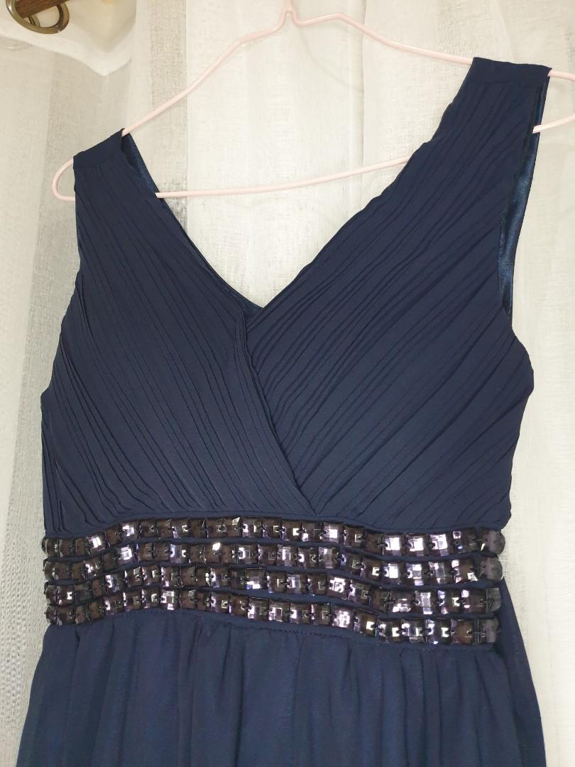 Midnight Blue Long Gown, Women's Fashion, Dresses & Sets, Evening ...