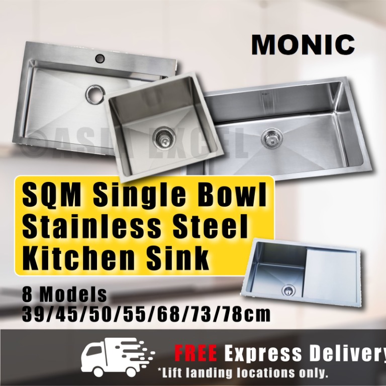 MONIC SINGLE BOWL STAINLESS STEEL KITCHEN SINKS - MULTI MODELS [SQM-390 ...