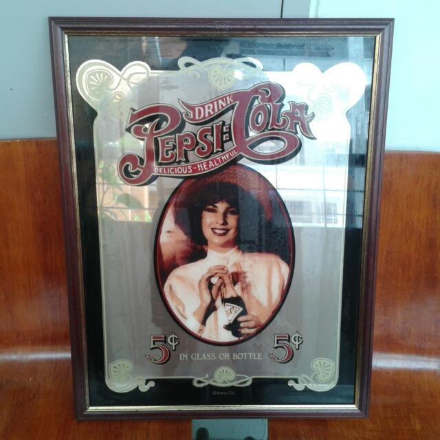 Pepsi Colar Mirror Artwork in Wooden Frame, Furniture & Home Living ...