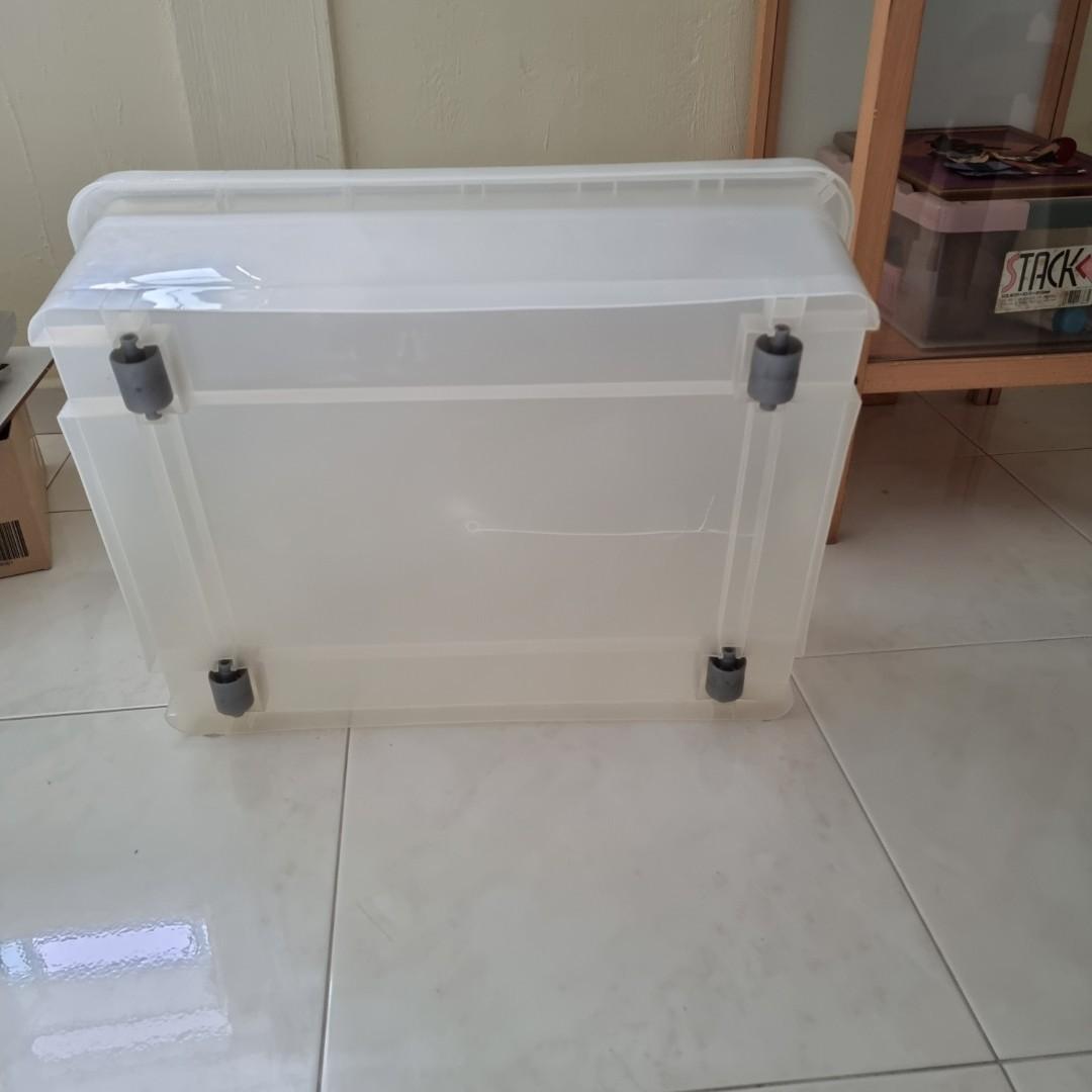 Plastic storage boxes on rollers, Furniture & Home Living, Home ...