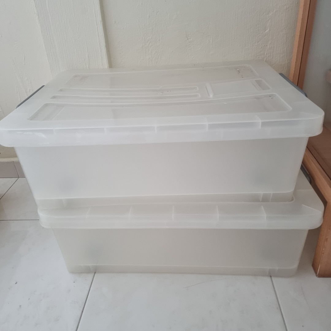 Plastic storage boxes on rollers, Furniture & Home Living, Home ...