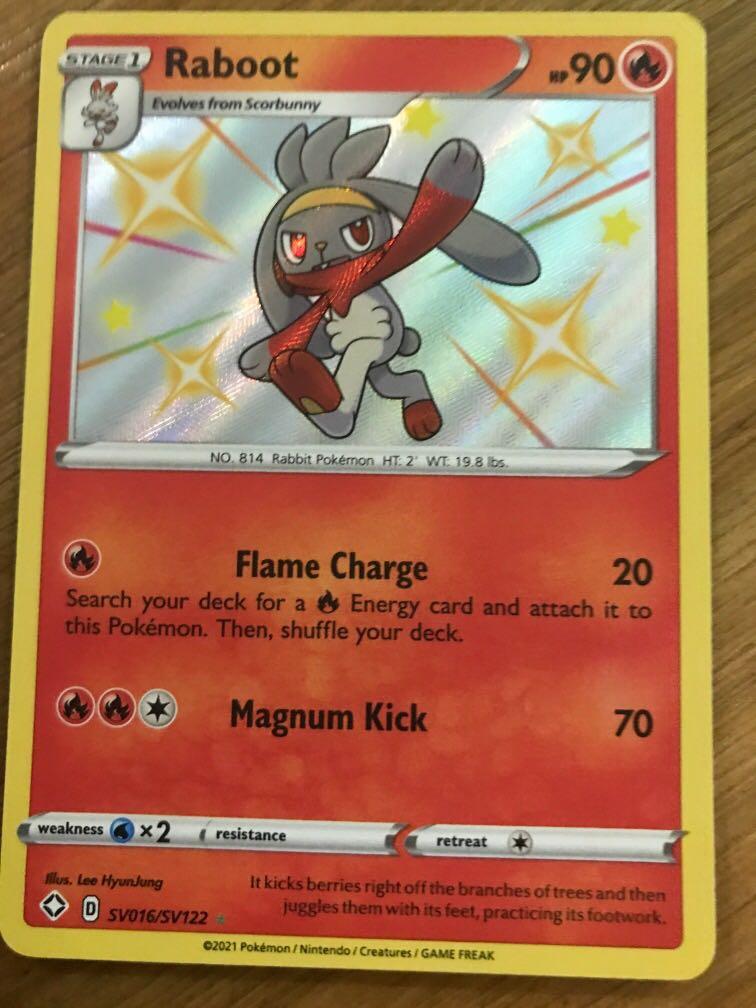 Pokemon card shiny Raboot, 興趣及遊戲, 收藏品及紀念品, 明星周邊 - Carousell
