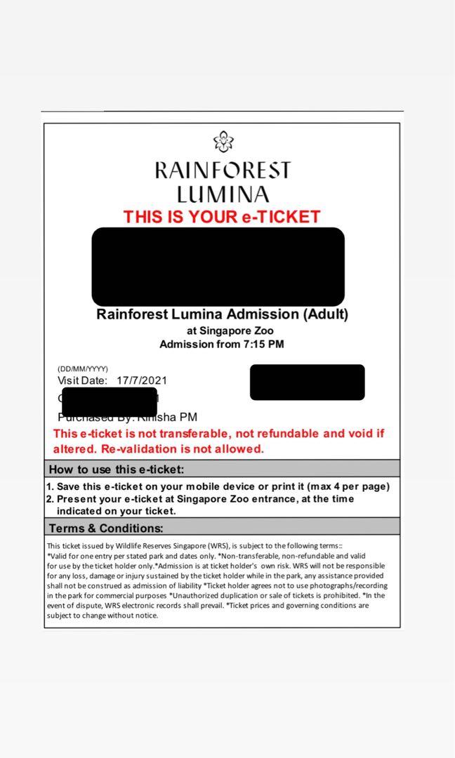 Rainforest lumina 2021 tickets for 2, Tickets & Vouchers, Local ...