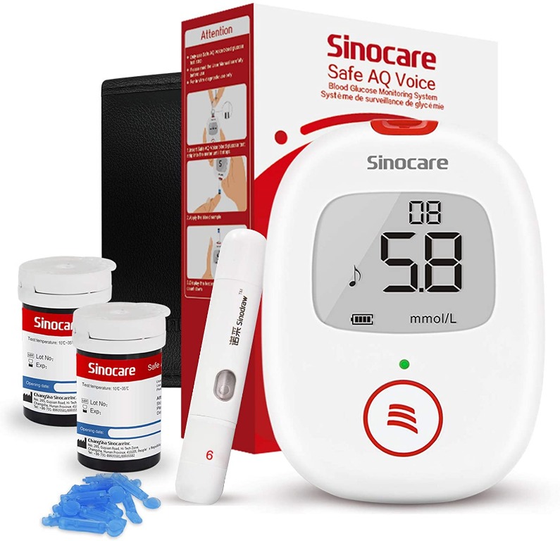 sinocare Diabetes Testing Kit / Blood Glucose Monitor Safe AQ Voice ...