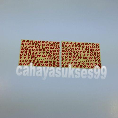 Sticker Cutting Huruf Alphabet Nomor Angka Font Miring Merah Kecil 0 ...