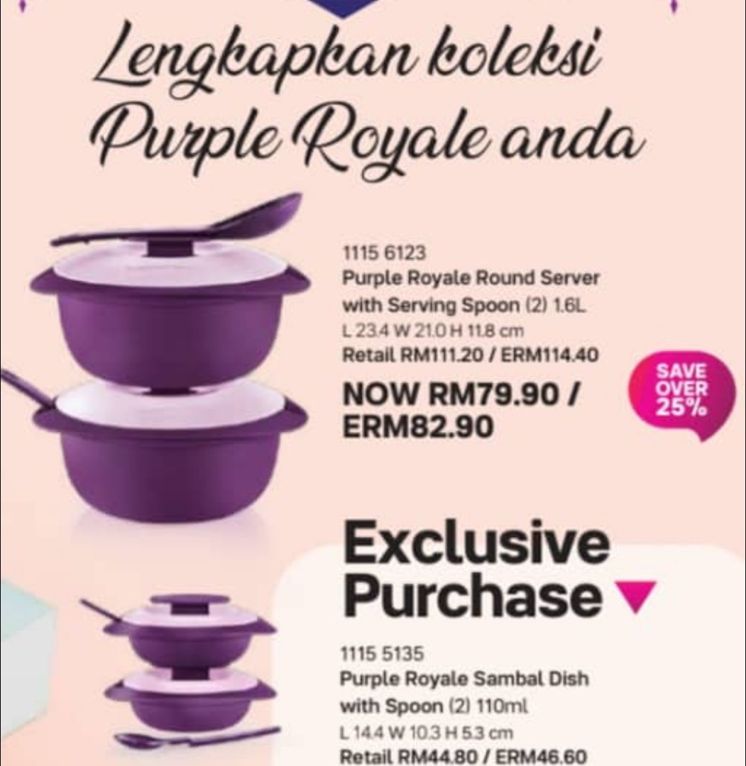 Tupperware Purple Royale Set, Furniture & Home Living, Kitchenware ...