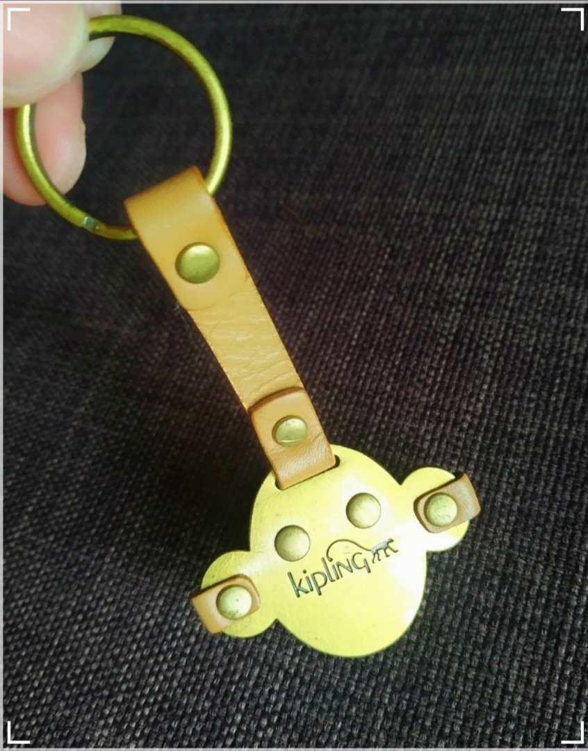 Vintage Kipling Monkey Face Leather and Brass Key Chain Keychain ...