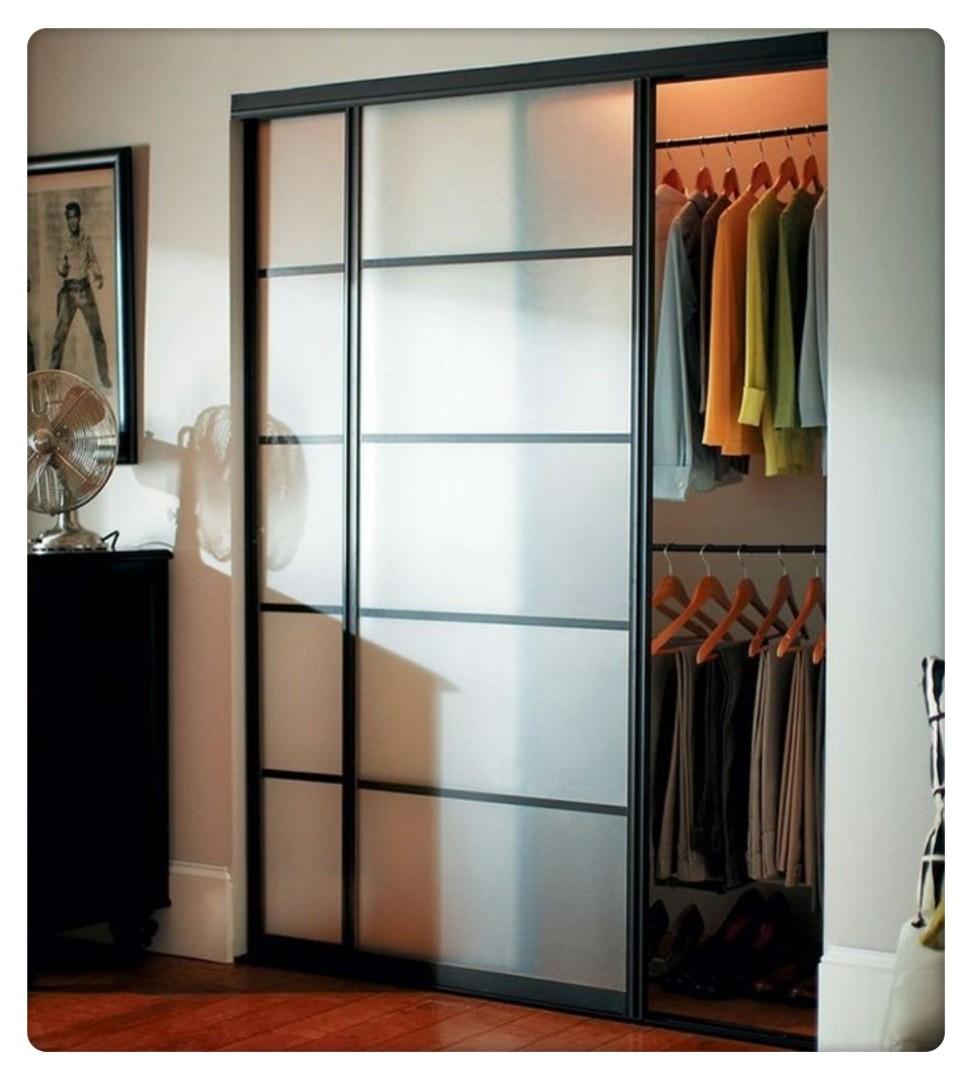 Walk in Wardrobe with Aluminium Framed Swing Sliding Glass Door Acrylic ...