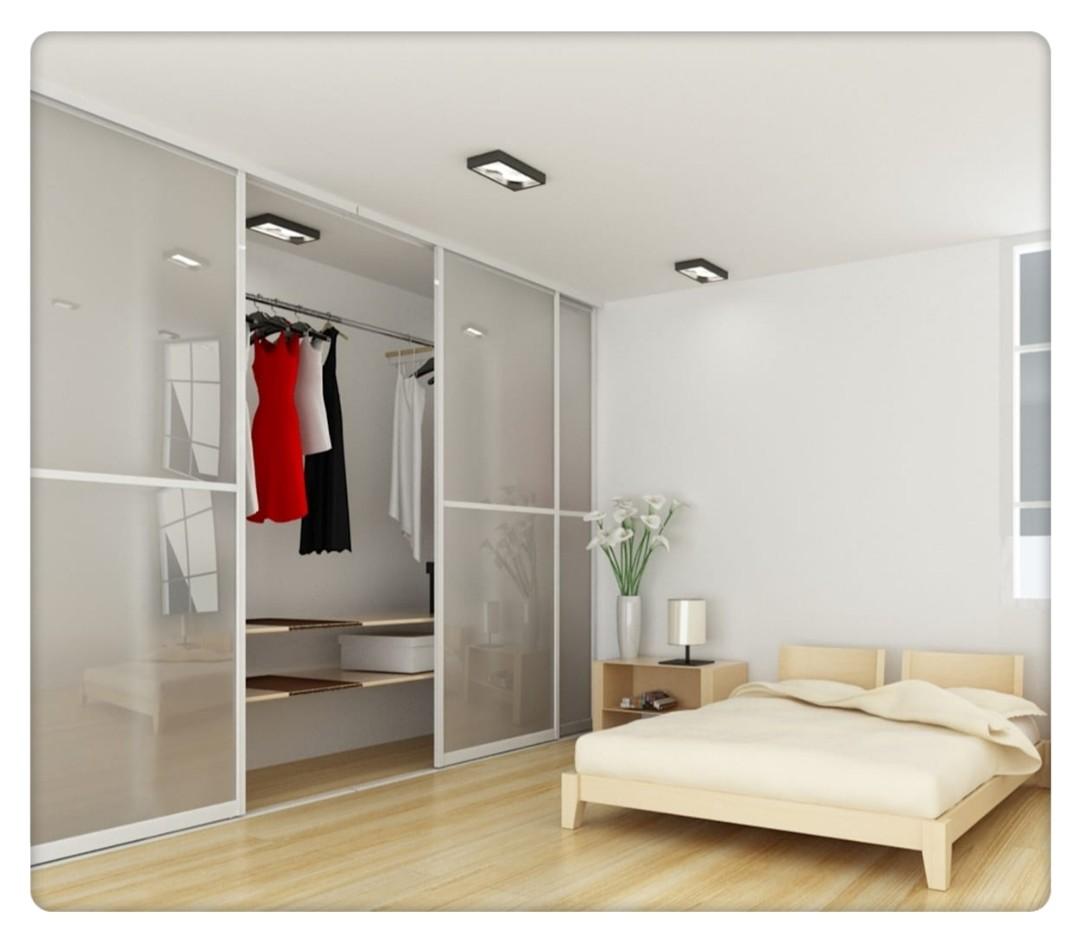Walk in Wardrobe with Aluminium Framed Swing Sliding Glass Door Acrylic ...