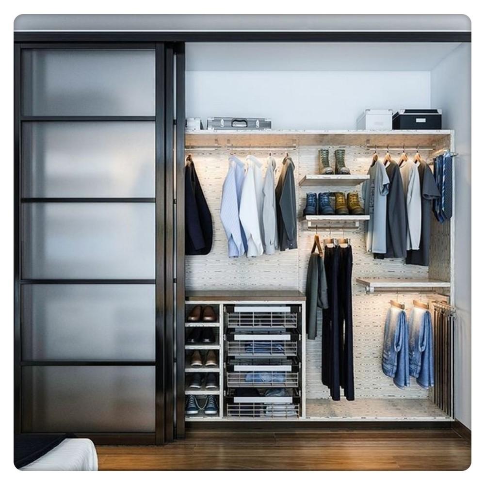 Walk in Wardrobe with Aluminium Framed Swing Sliding Glass Door Acrylic ...