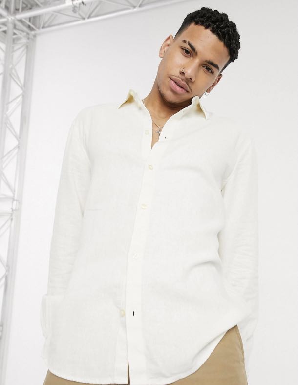 Weekday linen shirt, Men's Fashion, Tops & Sets, Formal Shirts on Carousell