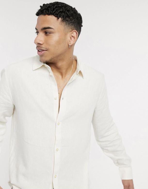 Weekday linen shirt, Men's Fashion, Tops & Sets, Formal Shirts on Carousell