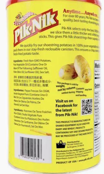 396g PikNik Original Flavor Family Size Shoestring Potatoes, Food ...