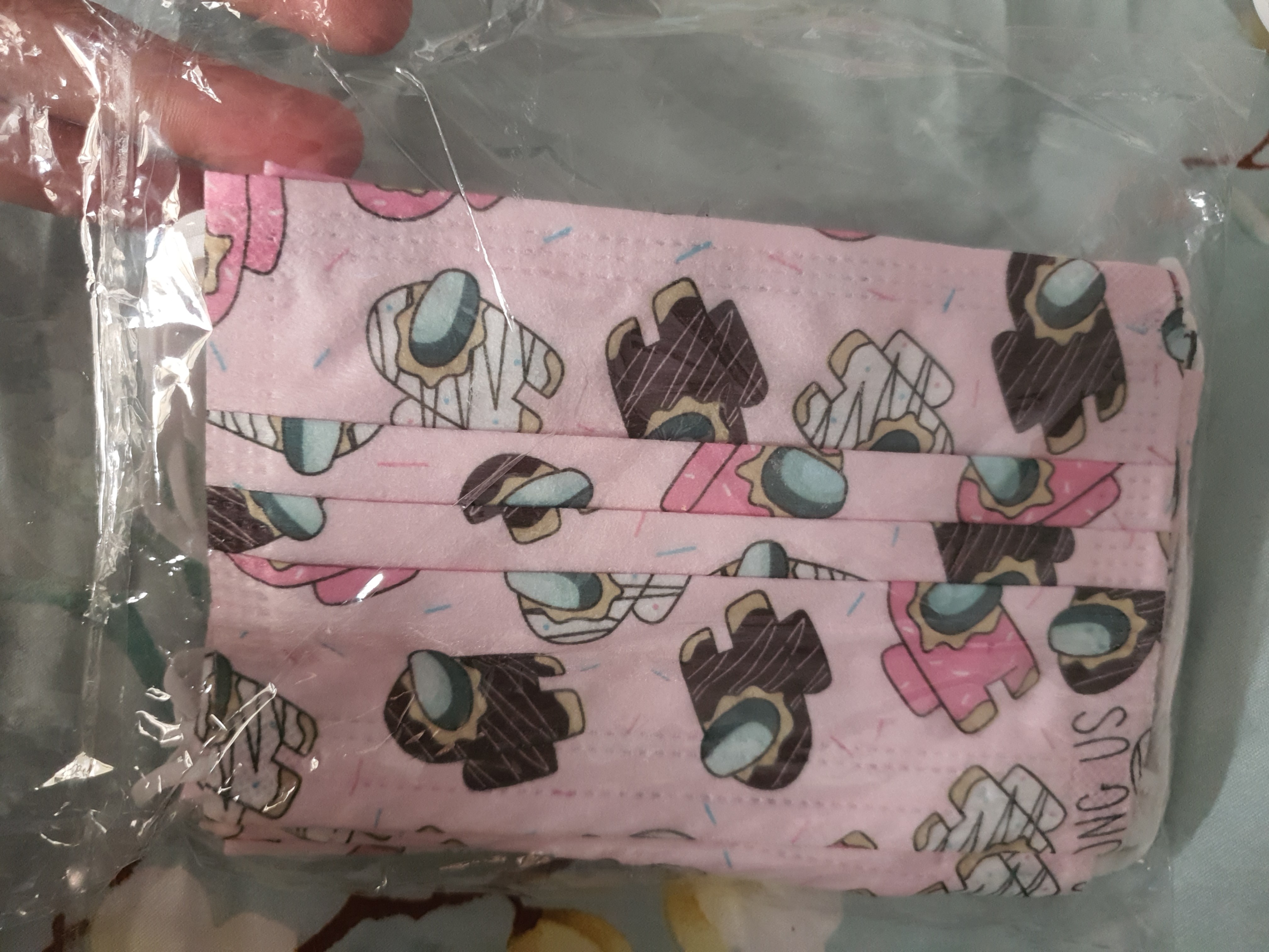 Among Us disposable Mask(Pink), Health & Nutrition, Face Masks & Face ...