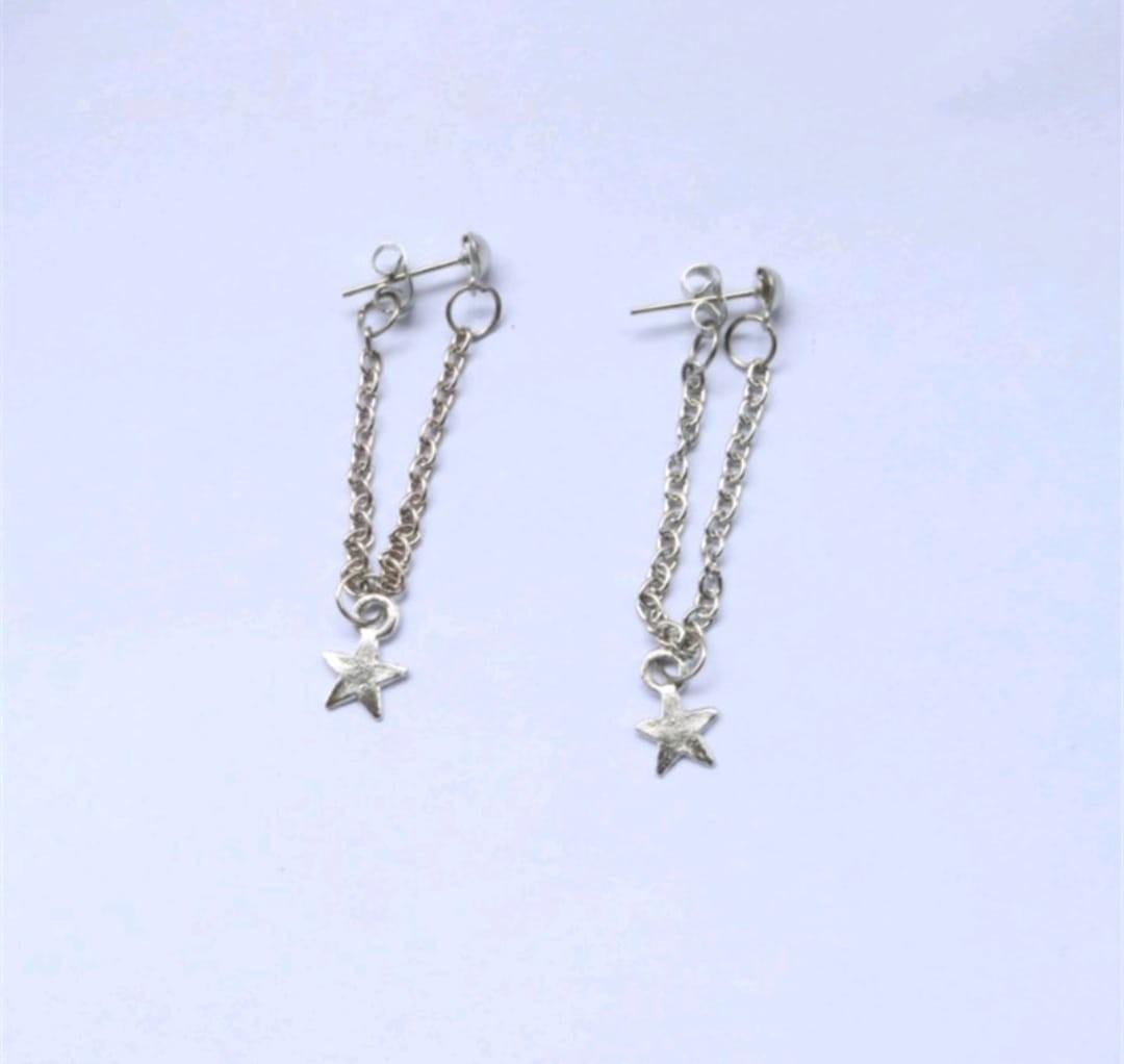 Anting Stud Rantai Model Gantung Belakang Bintang, Fesyen Wanita ...