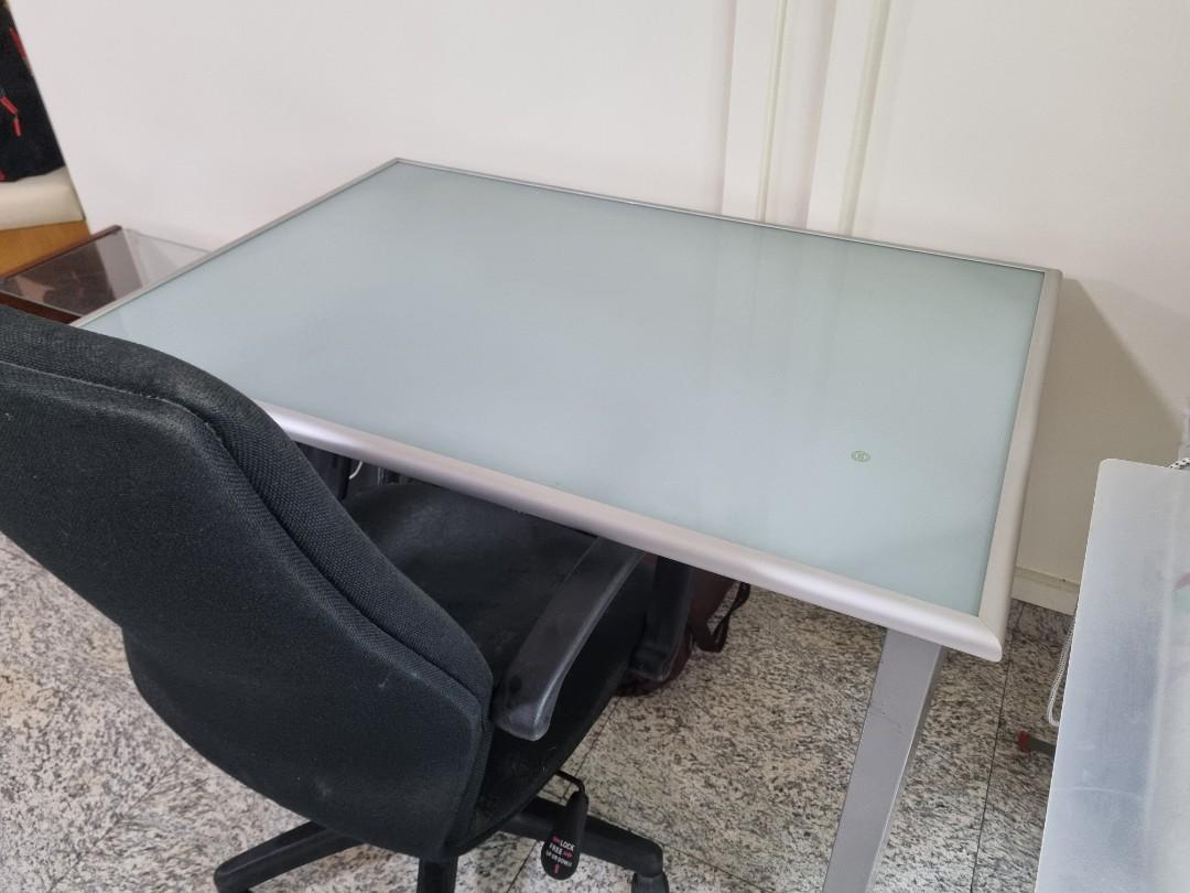 Big frosted glass study table top, Furniture & Home Living, Furniture ...