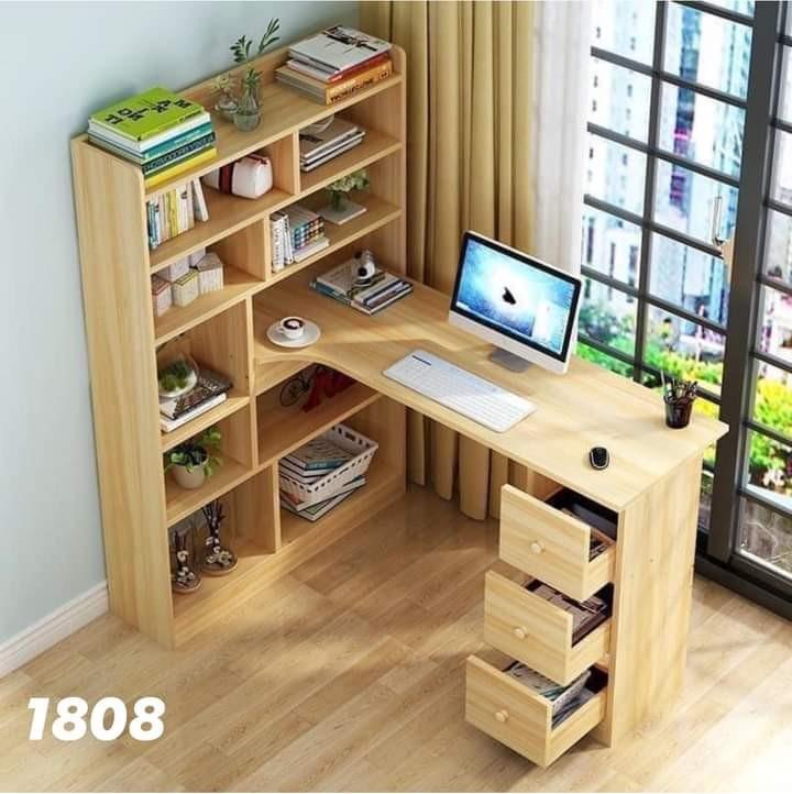BIG L Shape Computer Table with Bookshelf, Furniture & Home Living ...