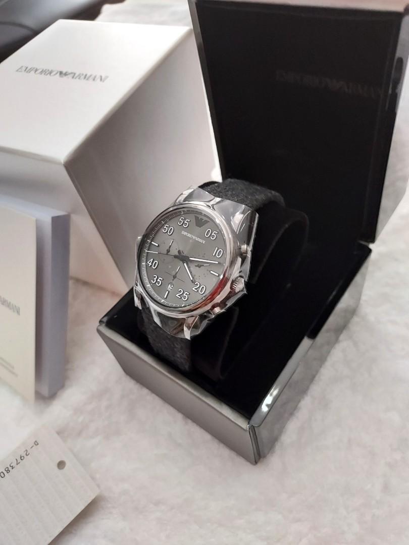 Emporio Armani Luigi Men's Watch in Grey Felt Analogue, Luxury, Watches ...