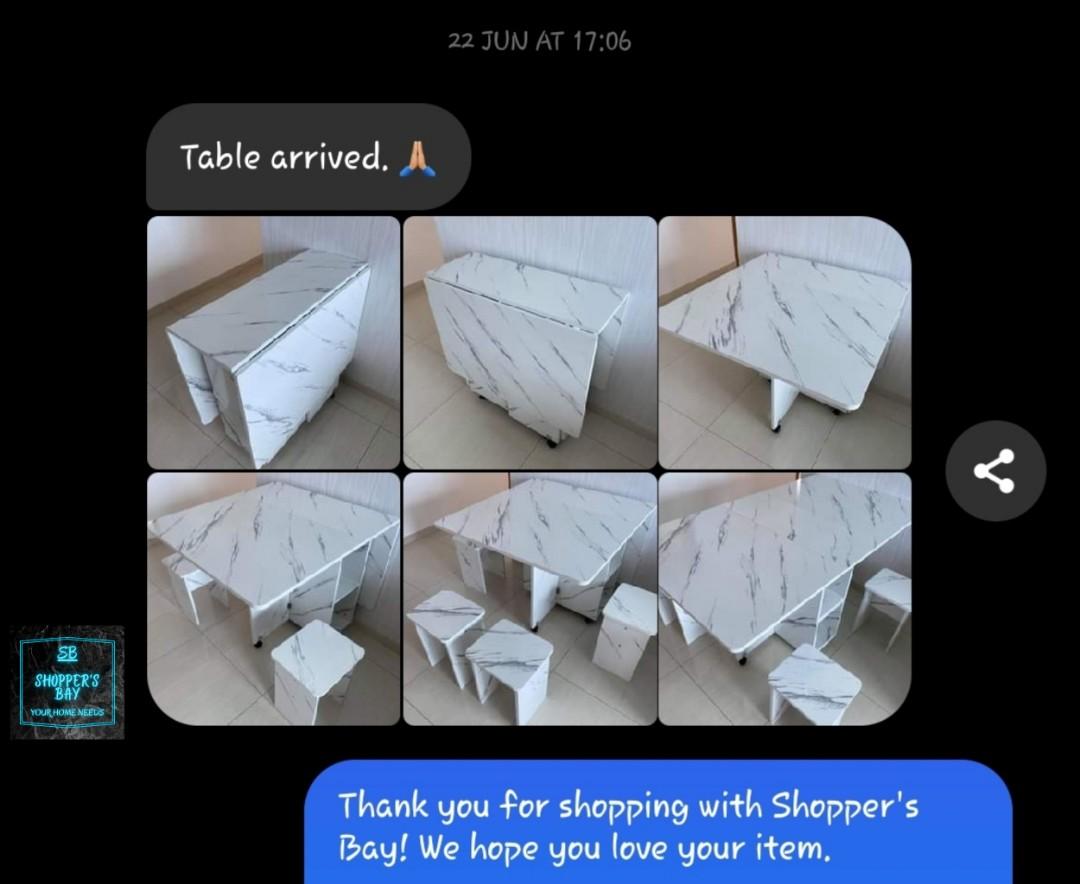 ESTA Foldable Dining table Marble Design, Furniture & Home Living ...