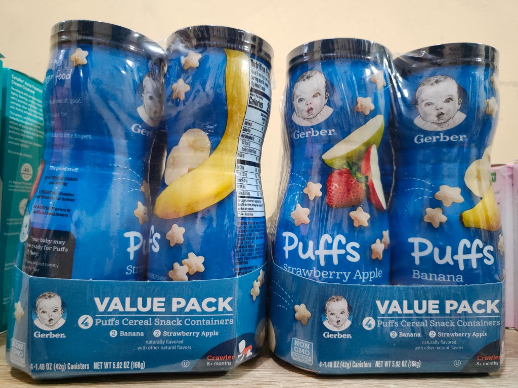 Gerber Puffs Cereal Snacks assorted flavor pack of 4, Babies & Kids ...