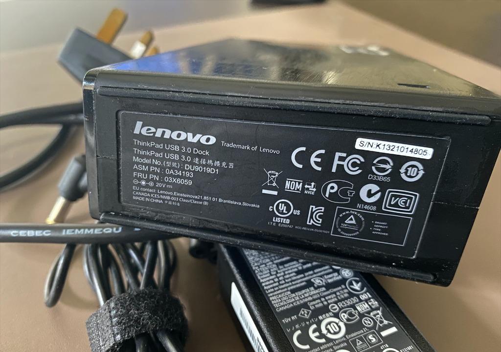 LENOVO ThinkPad USB 3.0 Dock Docking Station Model DU9019D1, Computers ...