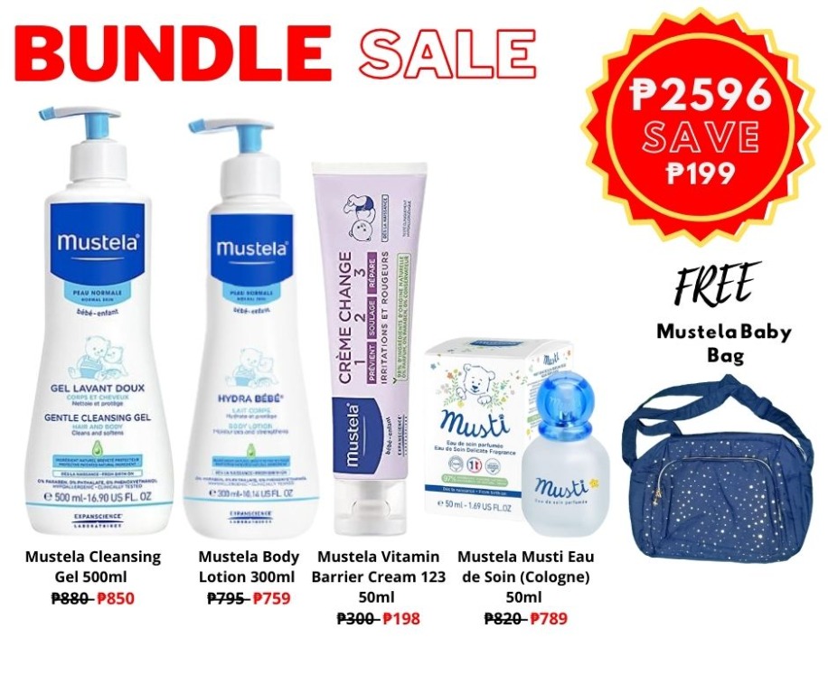 Mustela Baby Care Products (Set) with Free Bag, Babies & Kids, Bathing ...