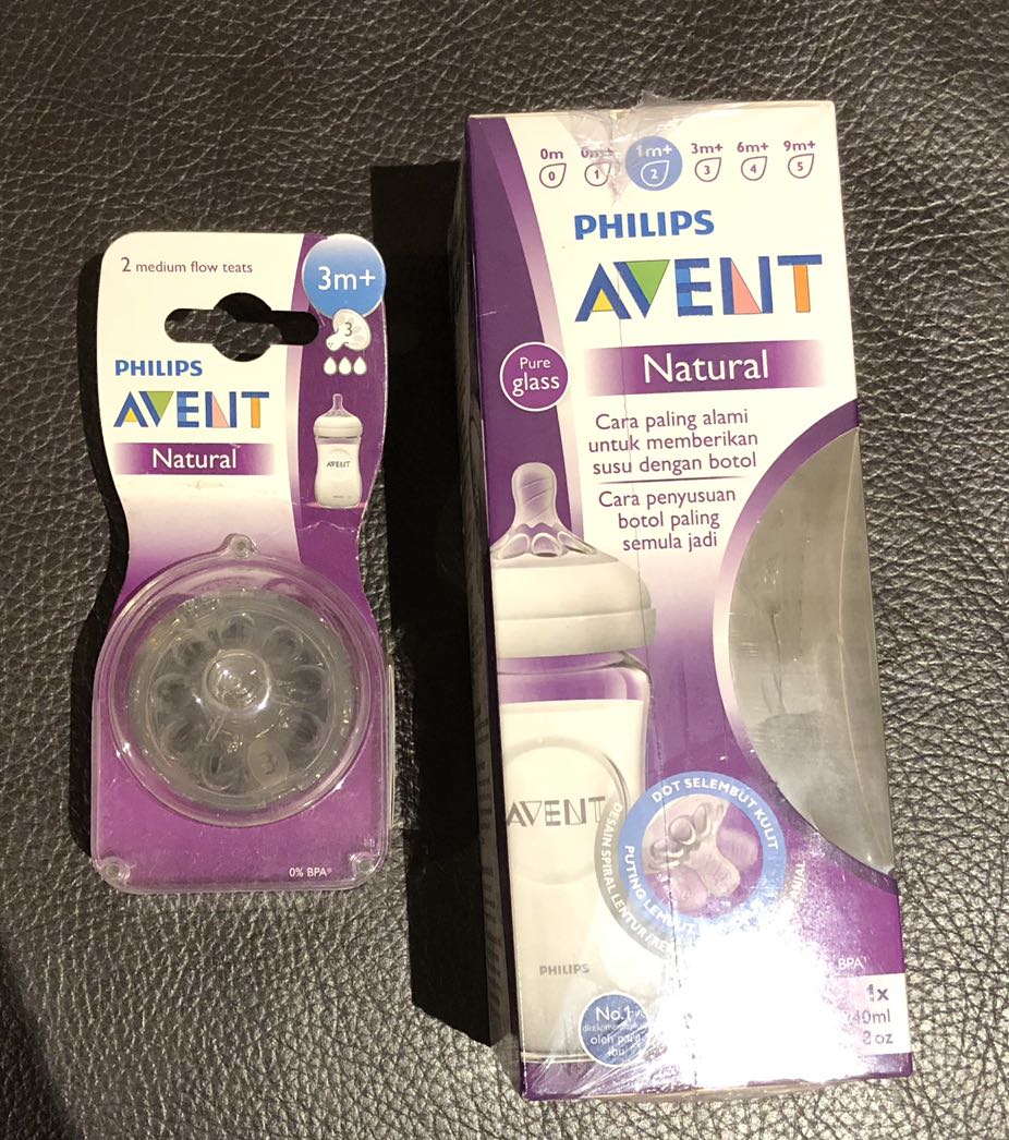 Philips Avent Glass Milk Bottle 240ml, Babies & Kids, Nursing & Feeding ...