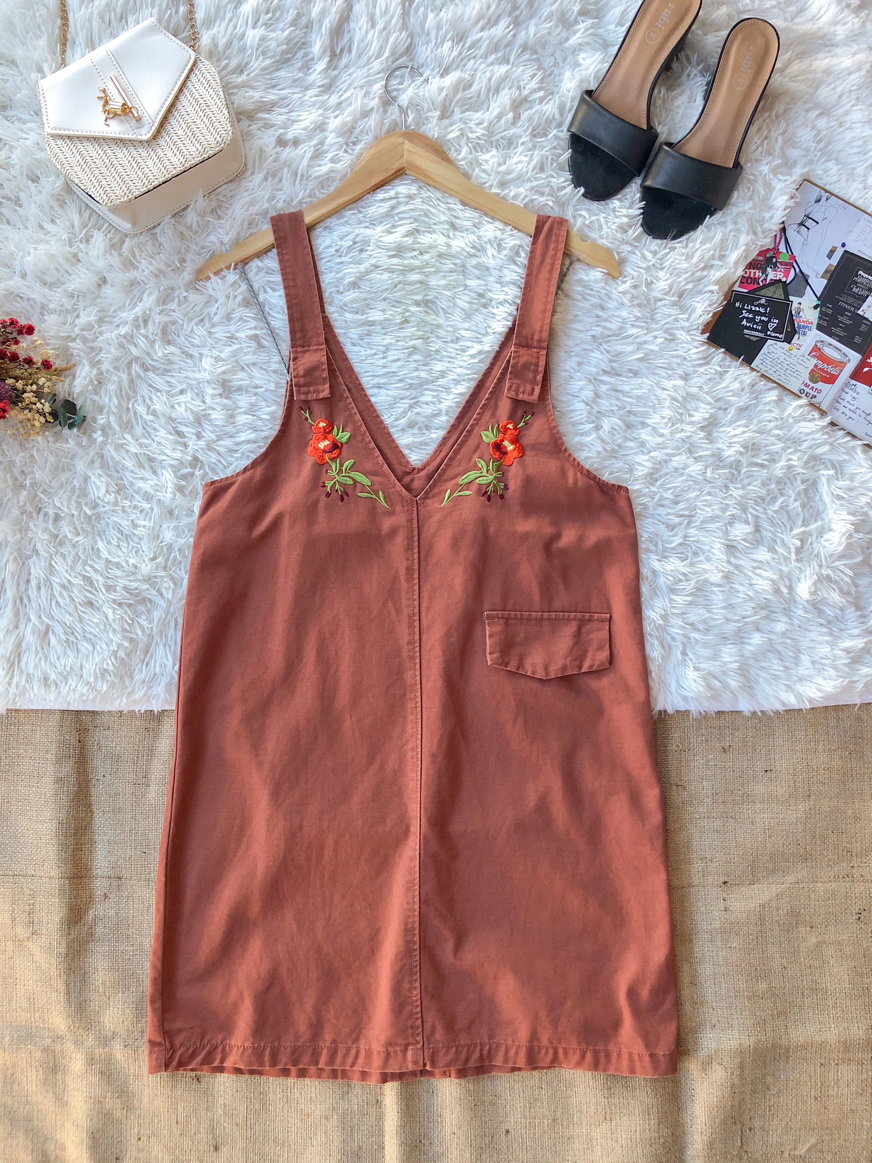 Rust Overall, Women's Fashion, Dresses & Sets, Rompers on Carousell