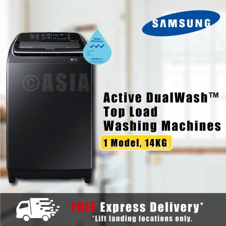 SAMSUNG WA14N6780CV 14KG ACTIVE DUALWASH™ BLACK TOP LOAD WASHING ...